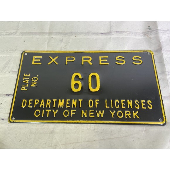 Wall Decor | Vintage New York Licensed 6 Express License Plate Black ...